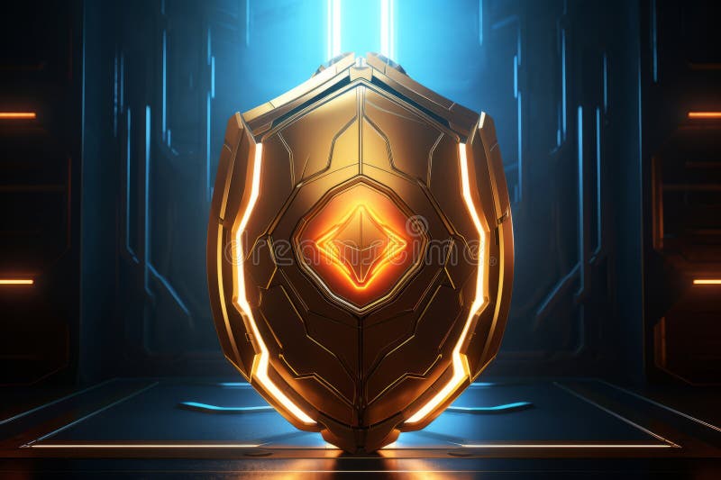 A Glossy Shield on a High Tech Backdrop. Generative AI Stock ...