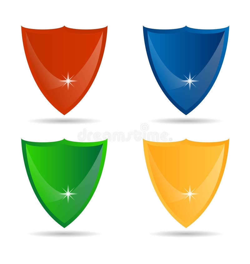 Glossy Shield Isolated on White Different Colors Set Stock Vector ...