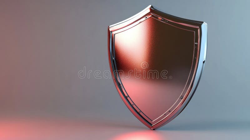 Glossy Shield with Metallic Finish on a Gradient Background Stock ...