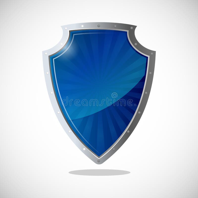 Glossy blue shield emblem stock vector. Illustration of symbol - 4633871