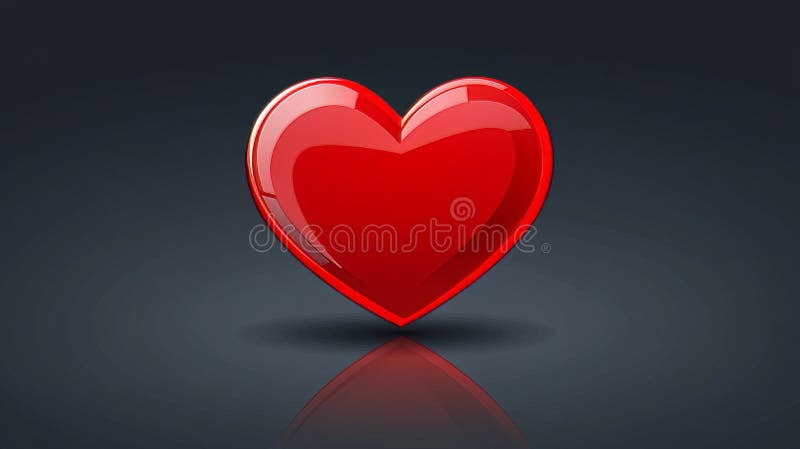A Glossy, Shining Red Heart Representing Love and Passion, Featuring ...