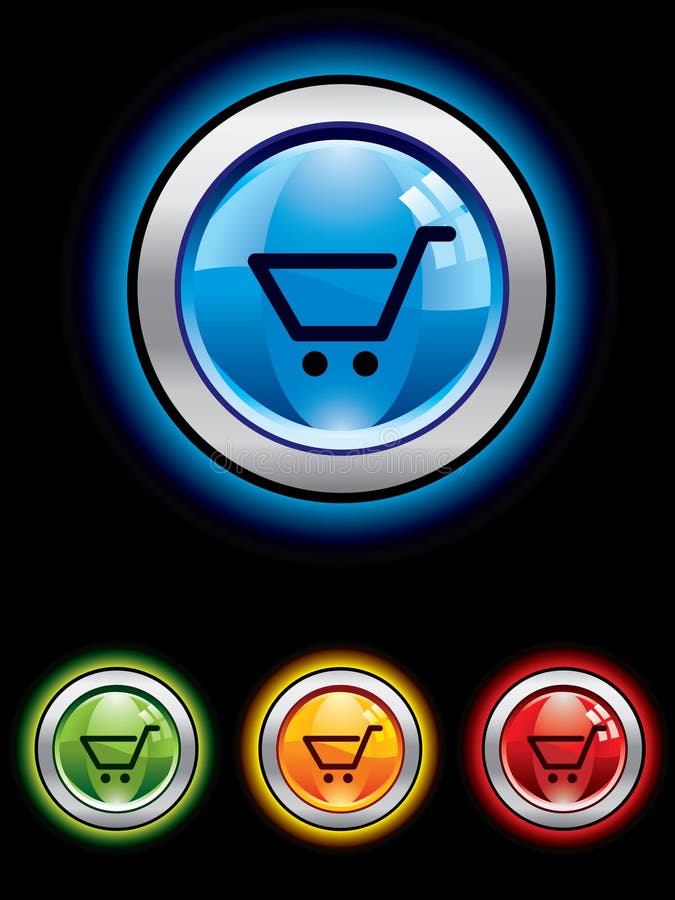 Glossy shopping button stock vector. Illustration of modern - 6833698