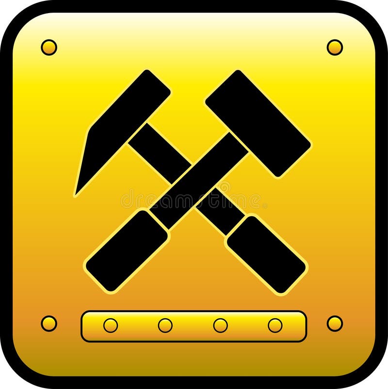 Glossy Sign with Two Hammer Stock Vector - Illustration of manufacturer ...