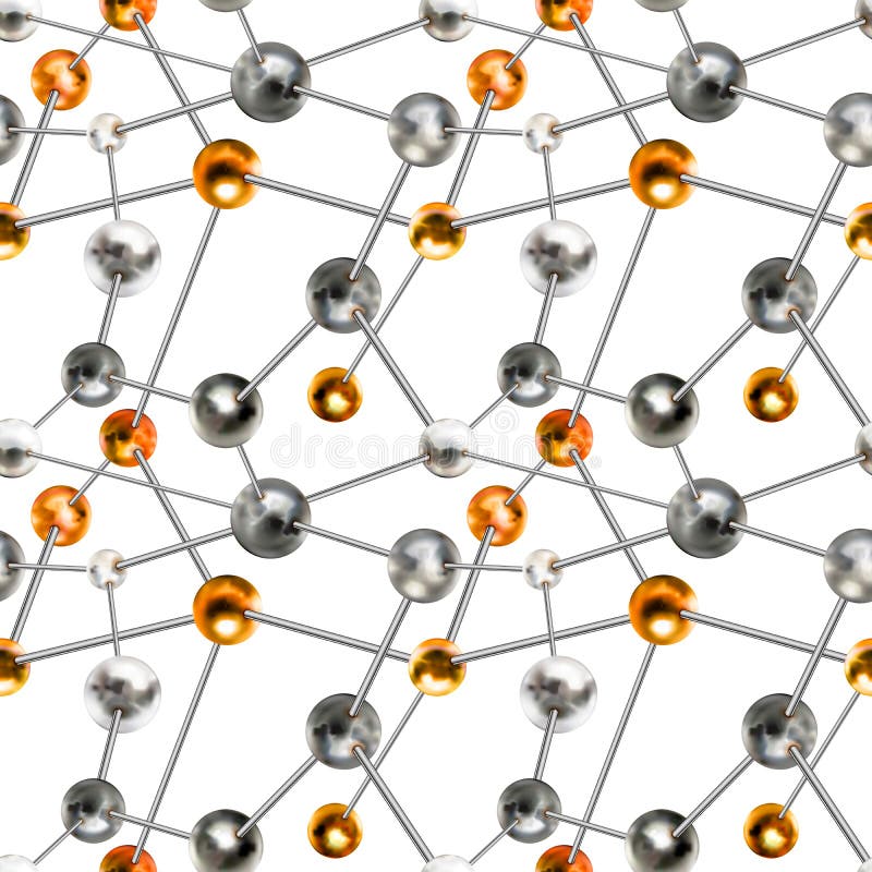 Glossy Silver and Golden Balls in Abstract Chemical Structure, Science ...