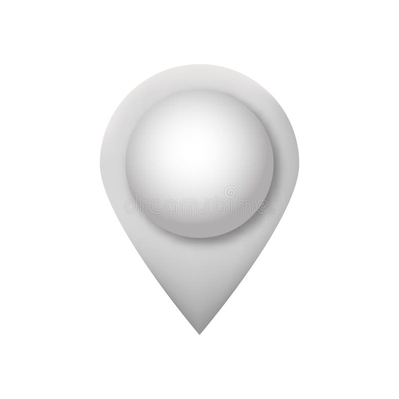 Glossy Silver Map Pin Icon with Metallic Finish and Rounded Shape for ...