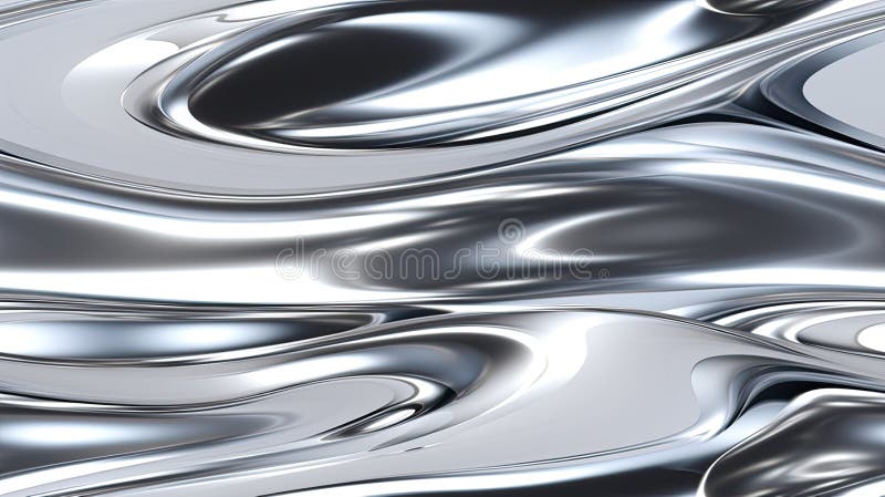 A Glossy Silver Metal Surface with a Fluid Chrome Mirror Effect ...