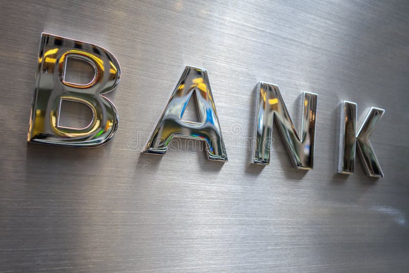 Glossy Silver Metal Three Dimensional Type Reading BANK on Brushed ...