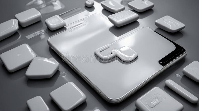 Glossy Smartphone Amidst Abstract Shapes: Futuristic Technology and ...