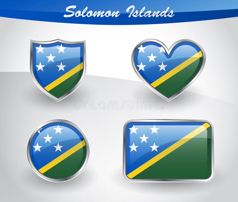 Glossy Solomon Islands Flag Icon Set Stock Vector - Illustration of ...