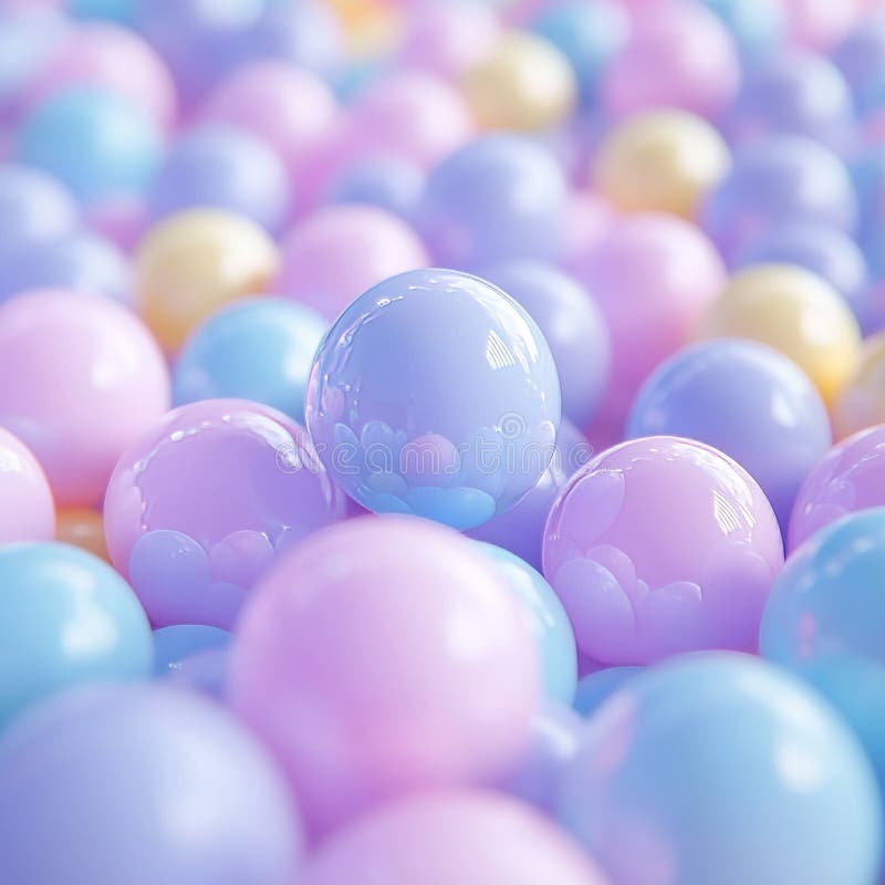 Glossy Spheres of Different Sizes and Colors Create a Vibrant and ...