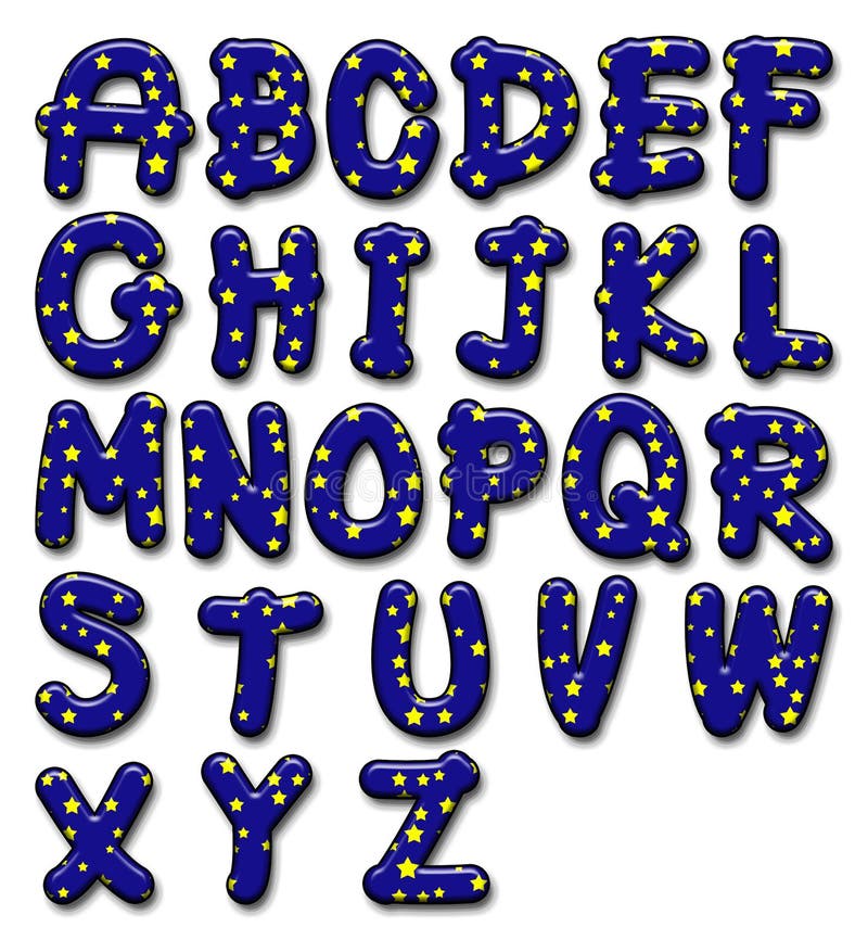 Glossy star alphabet stock illustration. Illustration of font - 22123614