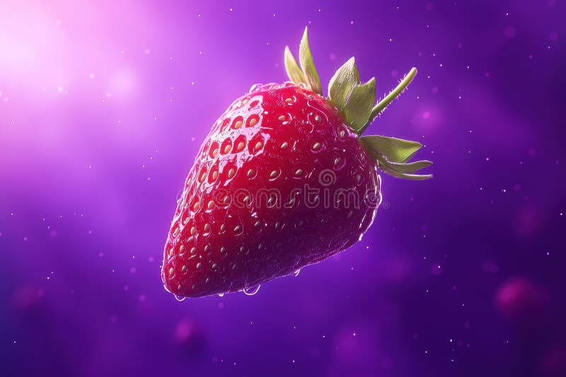 Glossy Strawberry Floating in Cosmic Space Stock Photo - Image of ...
