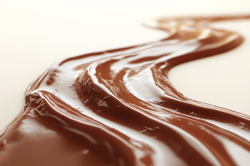Glossy Stream of Melted Milk Chocolate Forming a Swirling Path on a ...