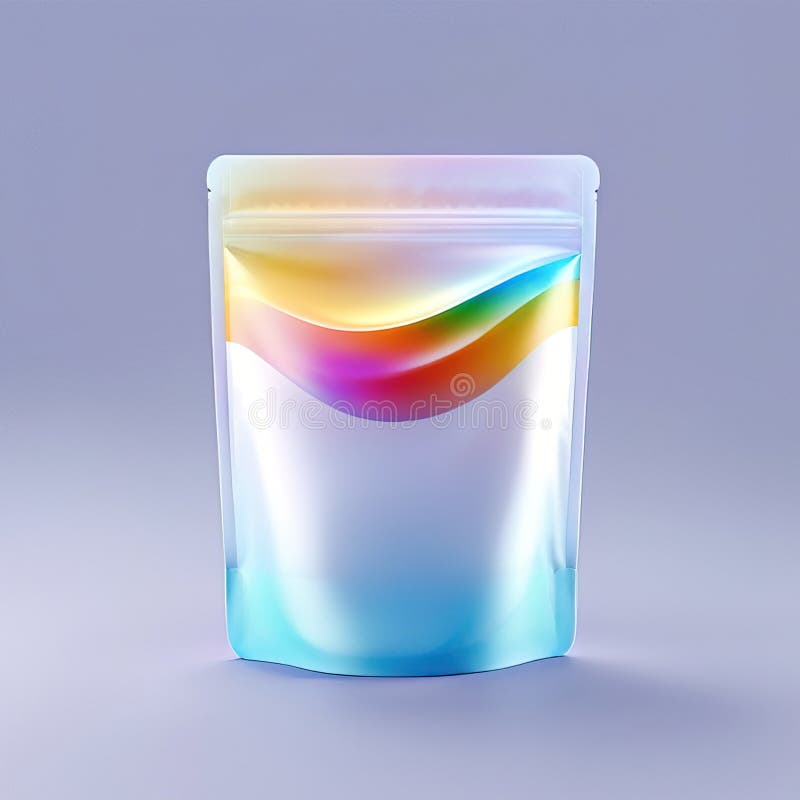 Glossy Stylized Glass Icon of Food Pouch Stock Illustration ...