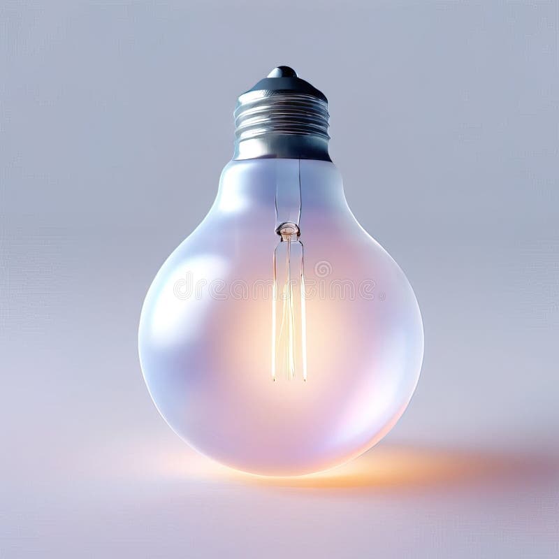Glossy Stylized Glass Icon of Lightbulb Stock Illustration ...