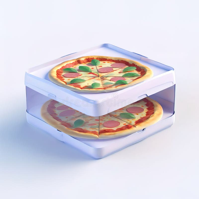 Glossy Stylized Glass Icon of Pizza Box Stock Illustration ...