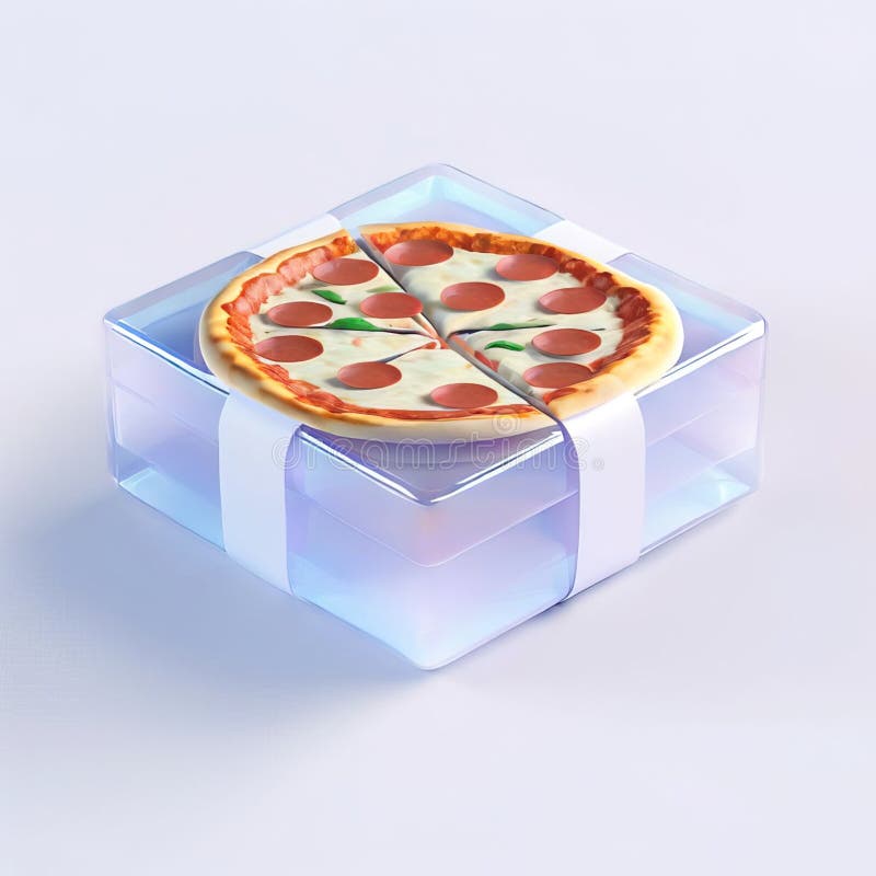 Glossy Stylized Glass Icon of Pizza Box Stock Illustration ...