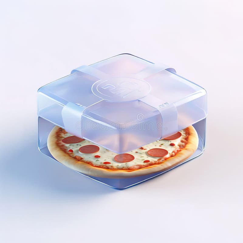 Glossy Stylized Glass Icon of Pizza Box Stock Illustration ...