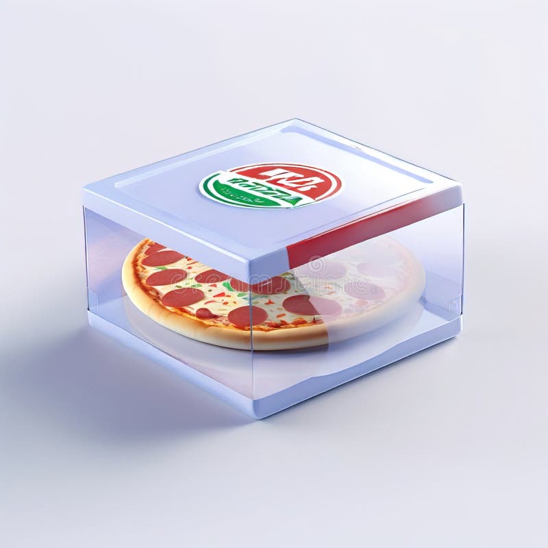 Glossy Stylized Glass Icon of Pizza Box Stock Illustration ...