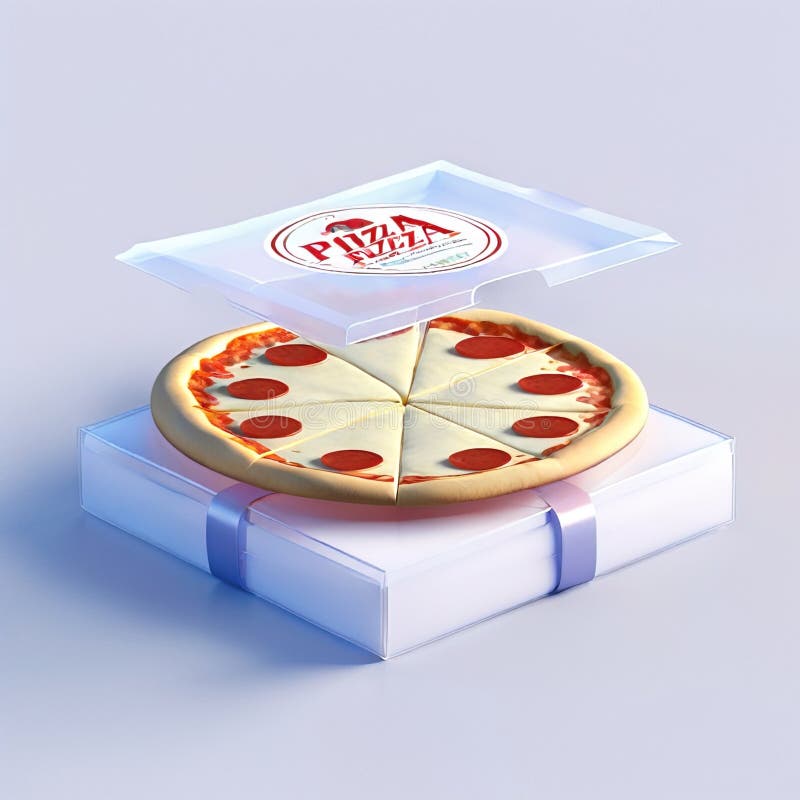 Glossy Stylized Glass Icon of Pizza Box Stock Illustration ...