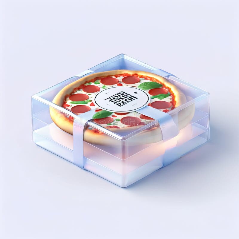 Glossy Stylized Glass Icon of Pizza Box Stock Illustration ...