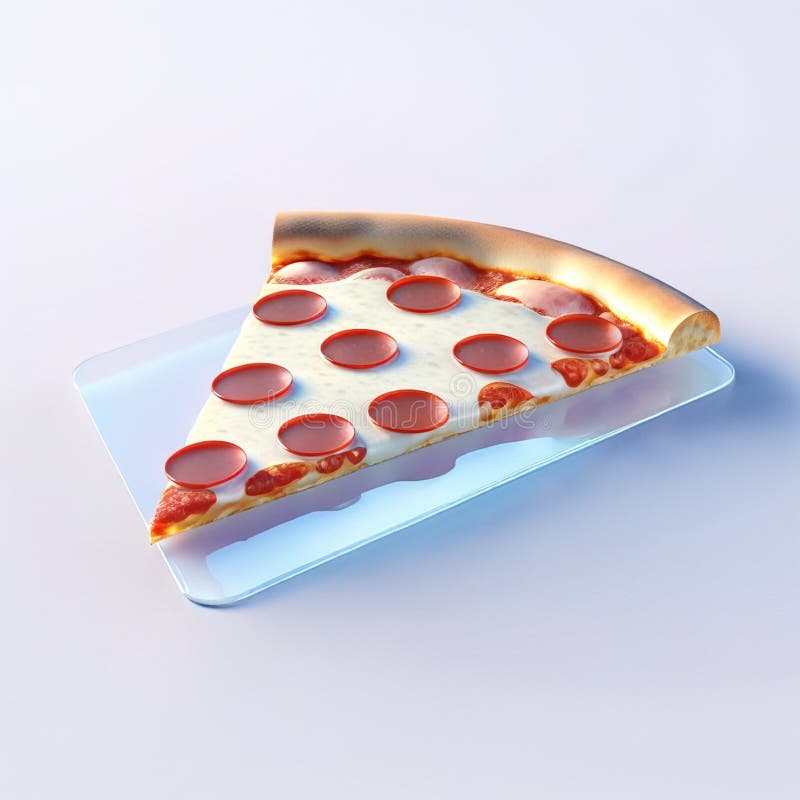 Glossy Stylized Glass Icon of Pizza Slice Stock Illustration ...