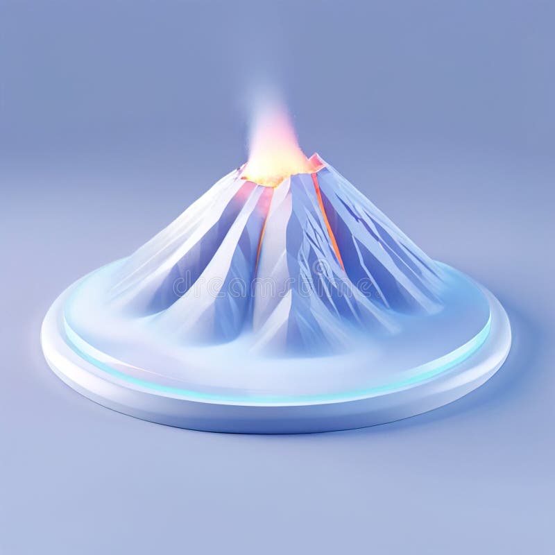 Glossy Stylized Glass Icon of Volcano Stock Illustration - Illustration ...