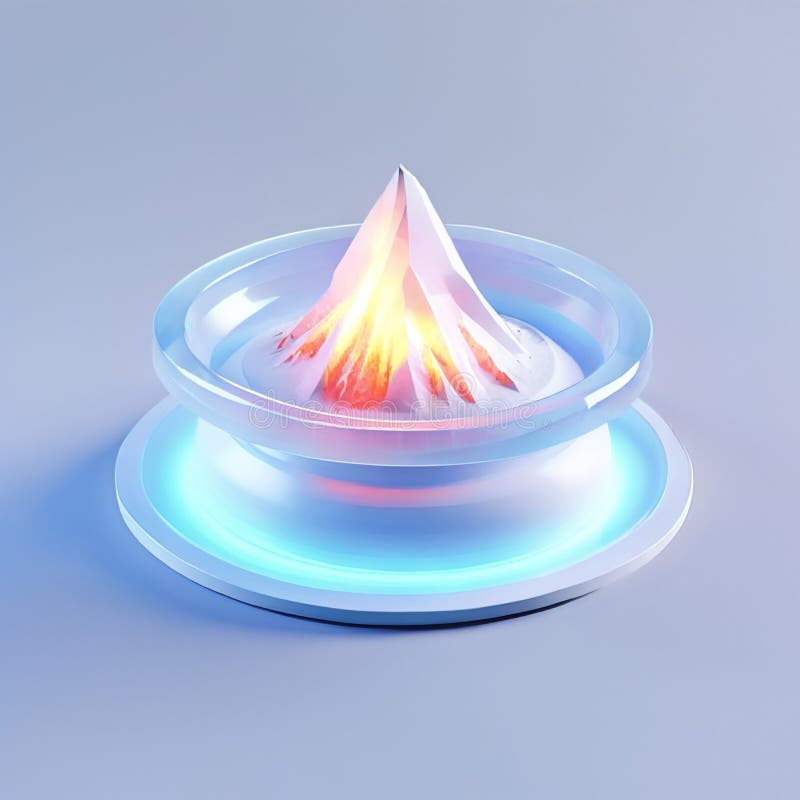 Glossy Stylized Glass Icon of Volcano Stock Illustration - Illustration ...