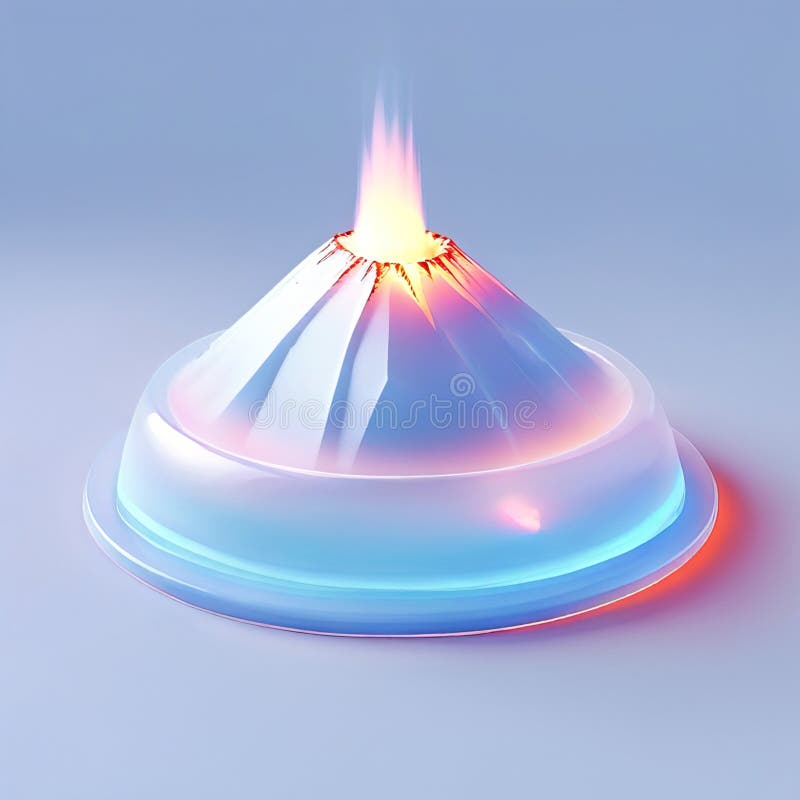 Glossy Stylized Glass Icon of Volcano Stock Illustration - Illustration ...
