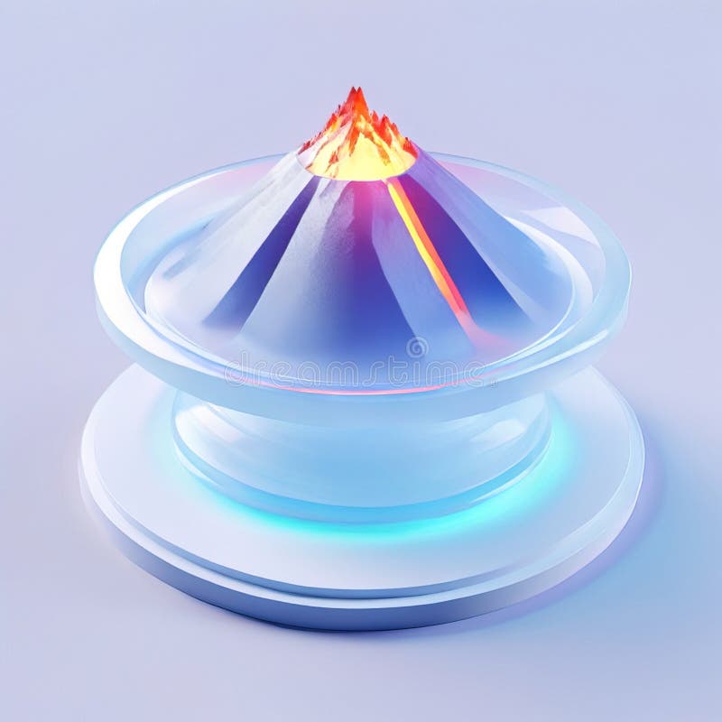 Glossy Stylized Glass Icon of Volcano Stock Illustration - Illustration ...