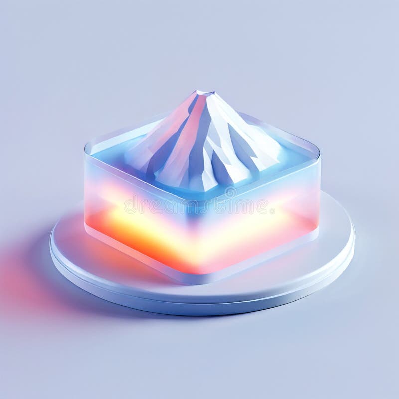 Glossy Stylized Glass Icon of Volcano Stock Illustration - Illustration ...