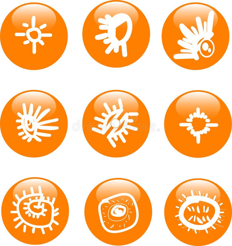 Glossy sun button icon set stock vector. Illustration of circle - 19553866