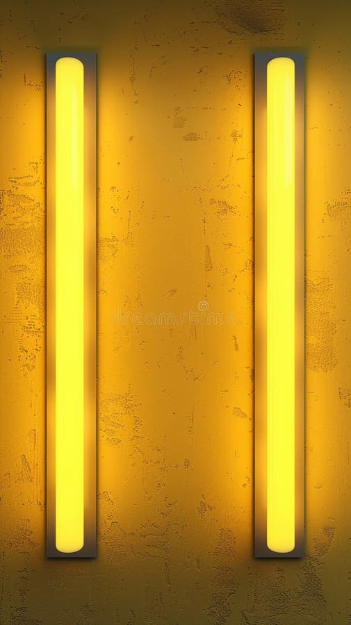 Background Concept Two Yellow Fluorescent Tubes on Textured Yellow Wall ...