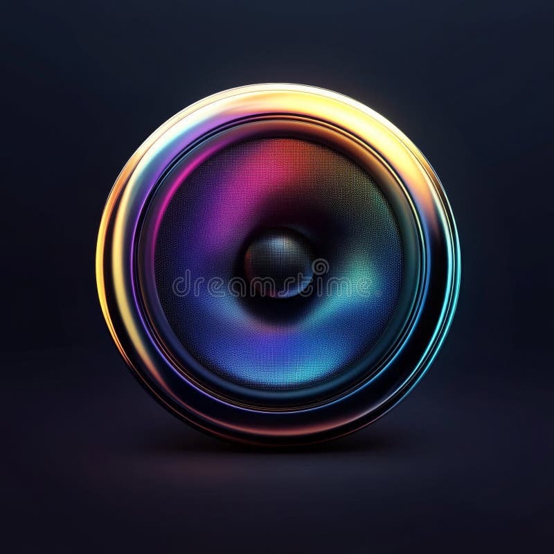 Glossy Three Dimensional Metallic Speaker Icon with Vibrant Colors ...