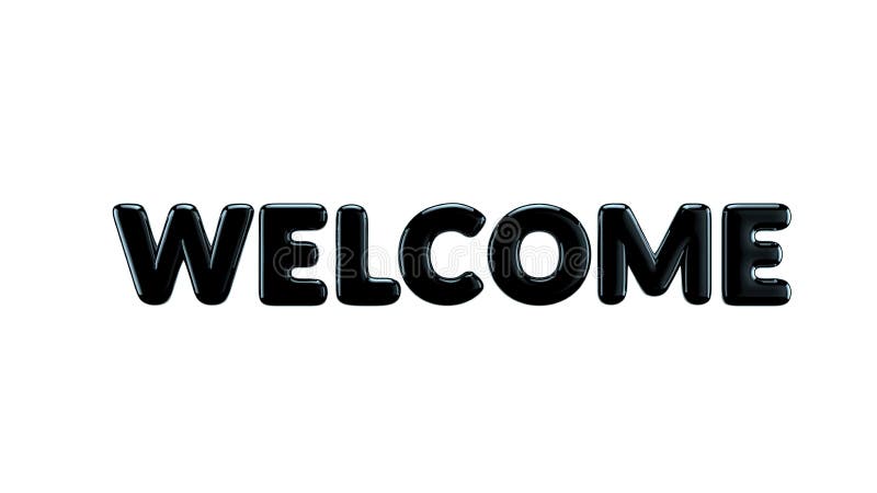 Glossy Title Welcome Font Isolated on White Background. 3D Rendering ...