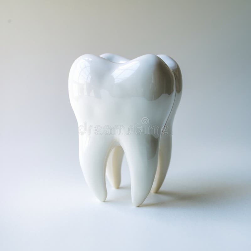 Glossy Tooth Model Stands Upright Against Light Background, Emphasizing ...