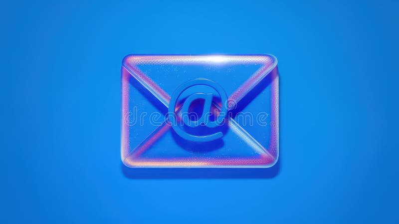 A Glossy, Transparent Email Icon Featuring the at Symbol on a Vibrant ...