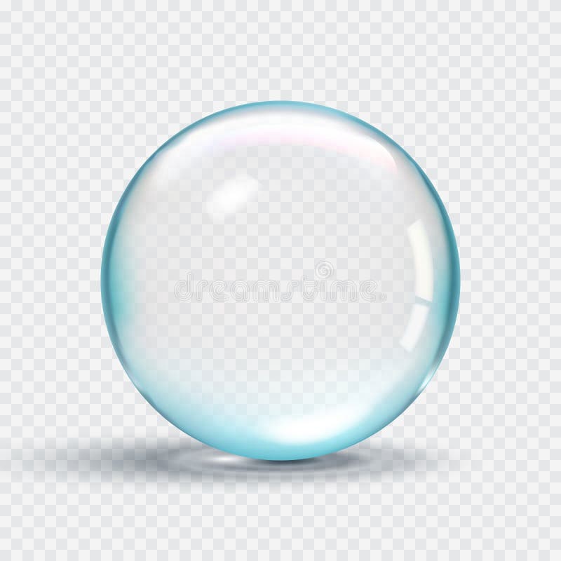 Glossy Transparent Clear Water Drop Bubble with Blue Highlights. Vector ...