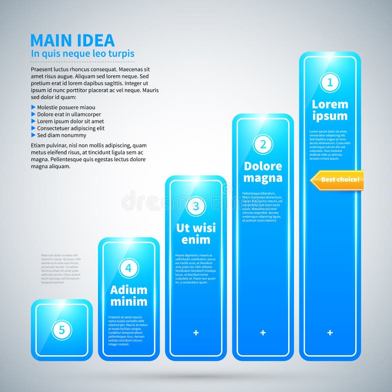 Glossy Vector Chart with Text and Numbers. Stock Vector - Illustration ...