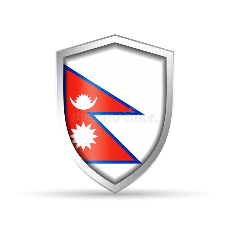 Nepal Flag Glossy Shield Icon Stock Vector - Illustration of tourism ...