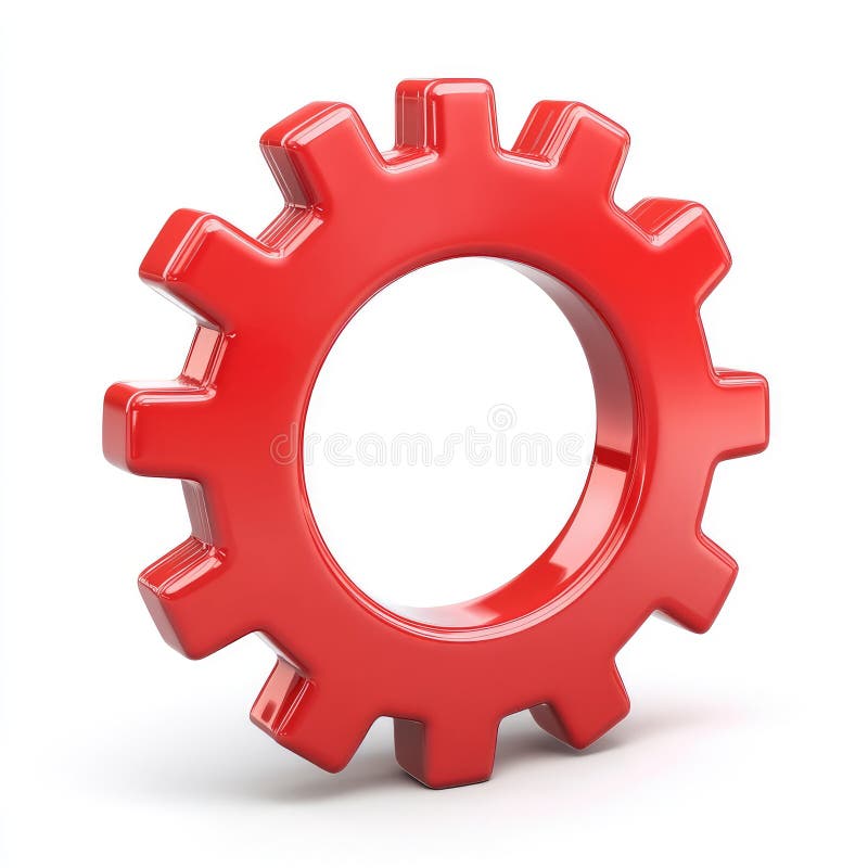 3D Render of a Shiny Red Gear, Mechanism, Cogwheel Stock Illustration ...