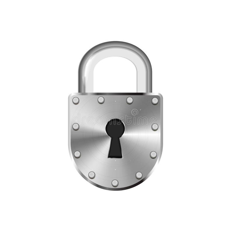 Glossy Vintage Metal Lock on White Stock Vector - Illustration of metal ...