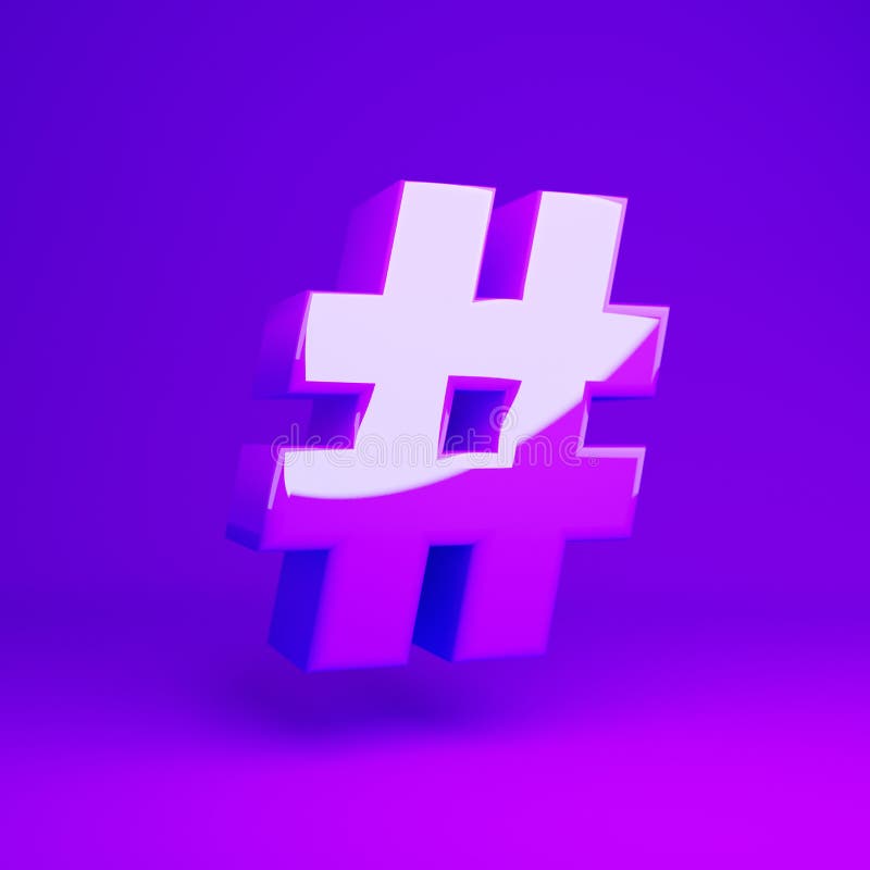 3d Hashtag Symbol. Rendered Multicolor Metal Font with Glossy ...