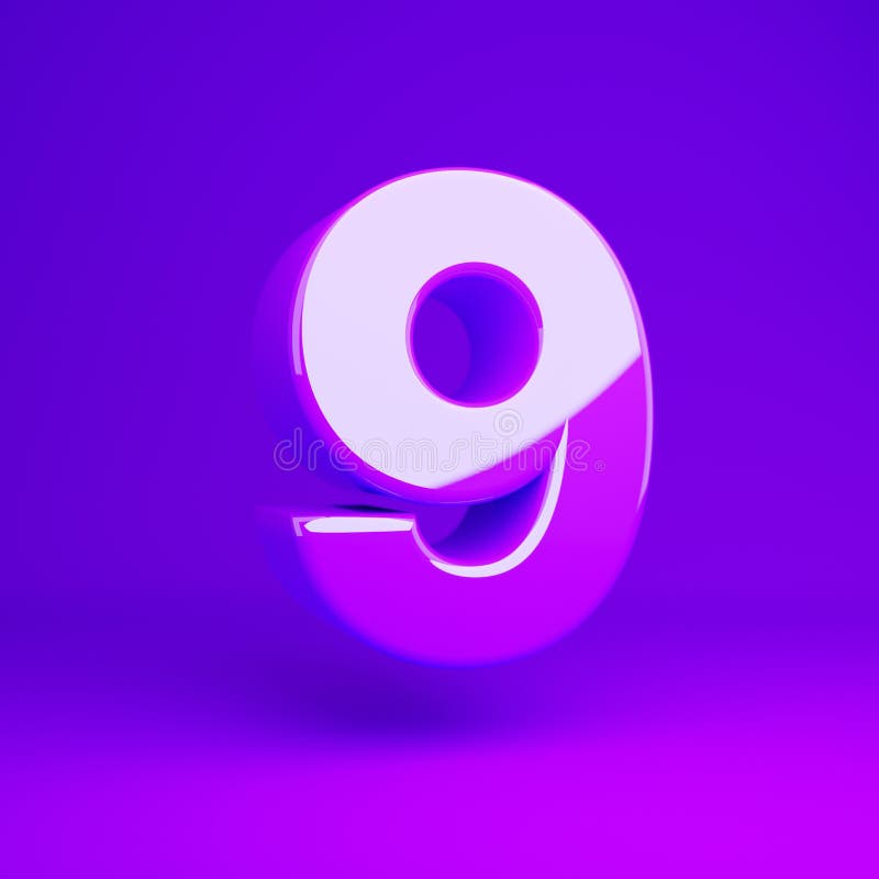 Violet 3d Number 6. Glossy Indigo Number on Tile Background. 3d ...