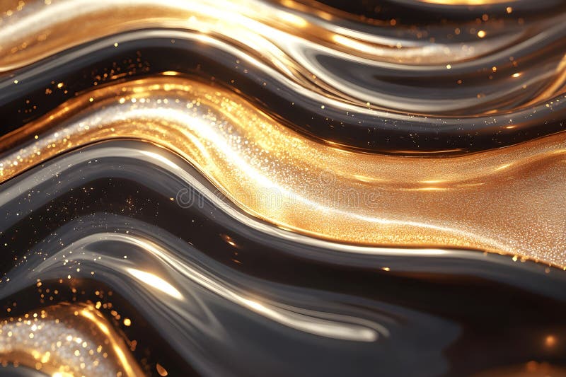 Golden Glossy Waves Create a Shimmering Effect Under Soft Light ...