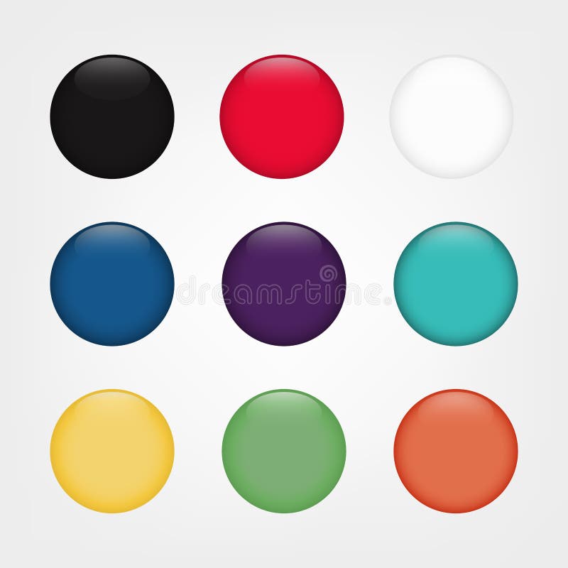 Glossy Web Round Buttons in Different Colors. Vector Blank Badge ...