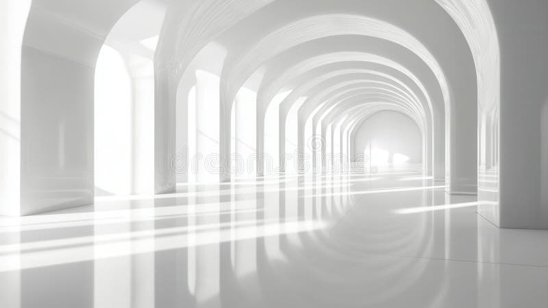 Glossy White Architectural Room with an Abstract Background, 3D ...