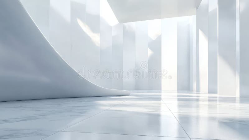 Glossy White Architectural Room with an Abstract Background, 3D ...