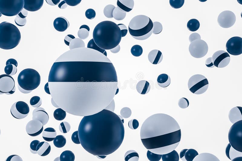 Glossy White and Blue Spheres, White Background Stock Illustration ...