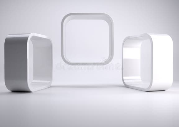 Glossy White Hollow Rounded-square Frames are Floating and Standing in ...